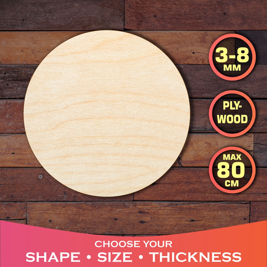 Wood Circle Blank Cutout, Wooden Round Decor for Woodworking, Plywood ...