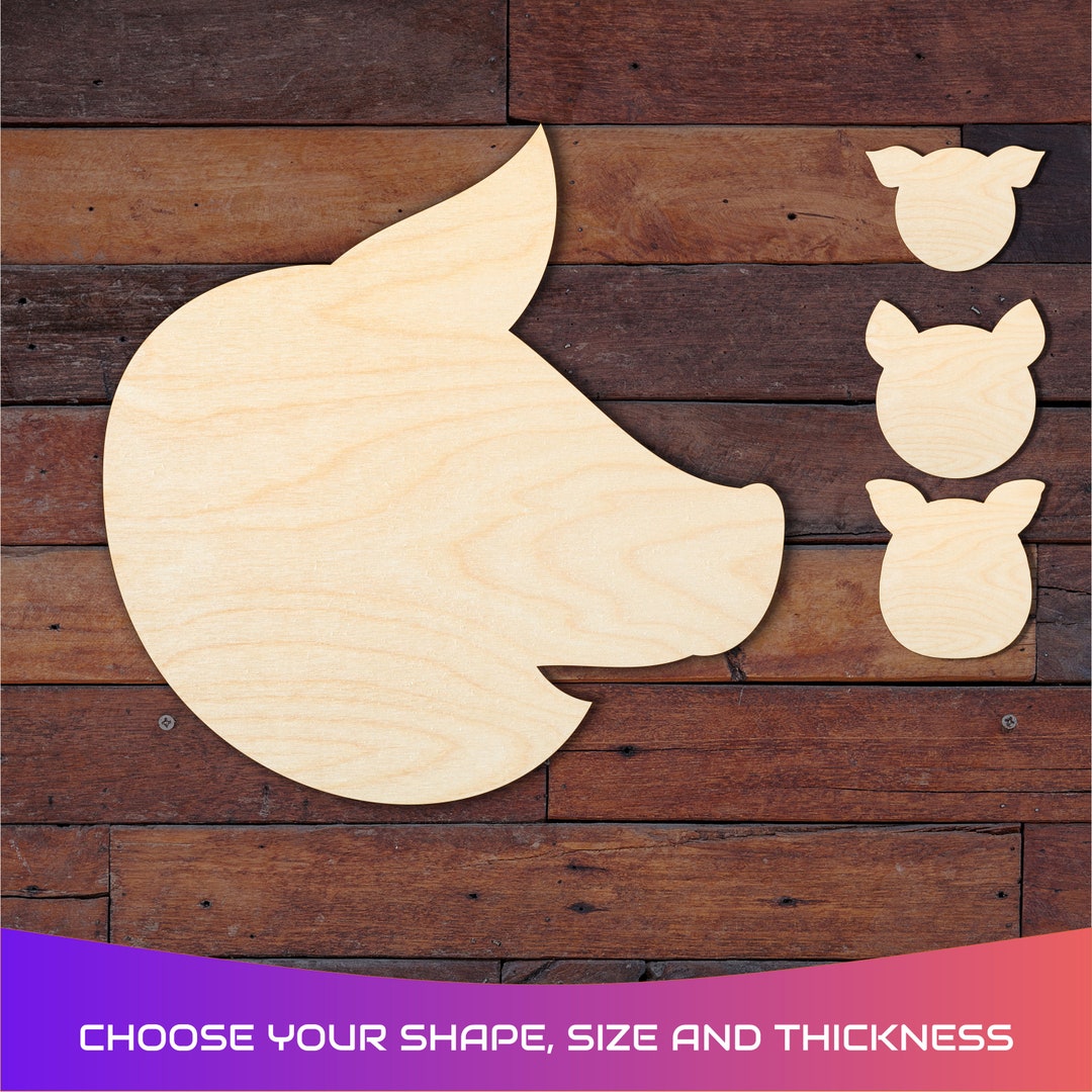 Wooden Pig Head Shape, Wood Pig Head Cutout, Birch Plywood Animal Wall ...
