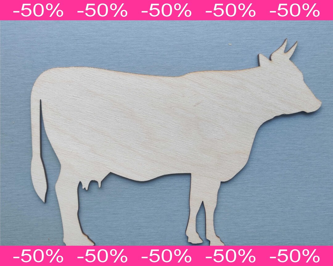 50% OFF Wood Cow Cutout Blank for DIY Craft, Wooden Cow Shape, Plywood ...
