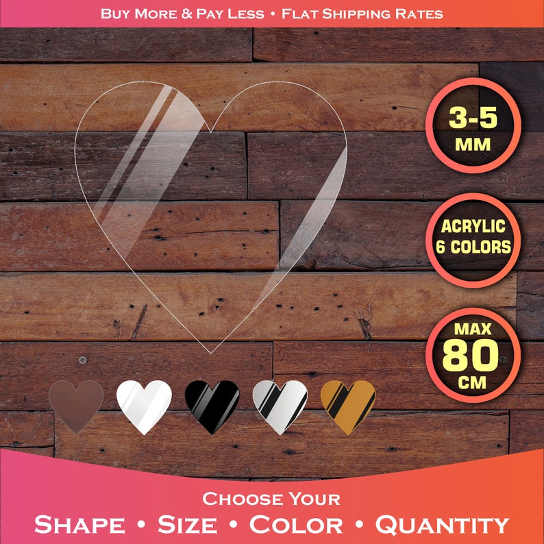 Plexi Heart Shape Acrylic Heart Cutouts, Unfinished Clear Plexiglass ...