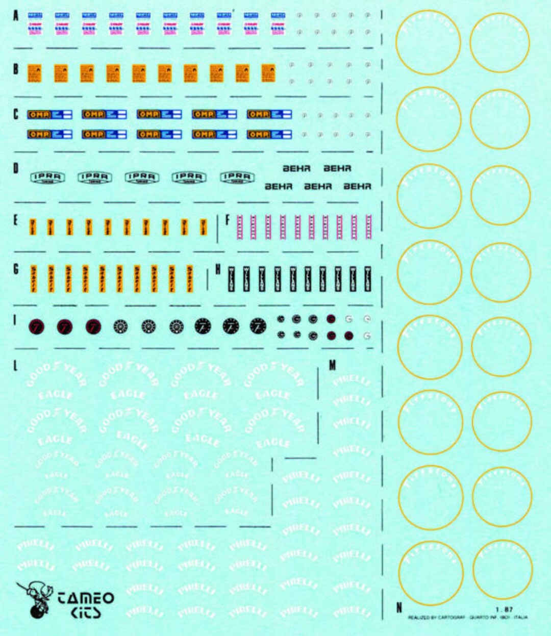 Generic Decal Sheet With Tire Markings, Seatbelts Producers, Radiators ...