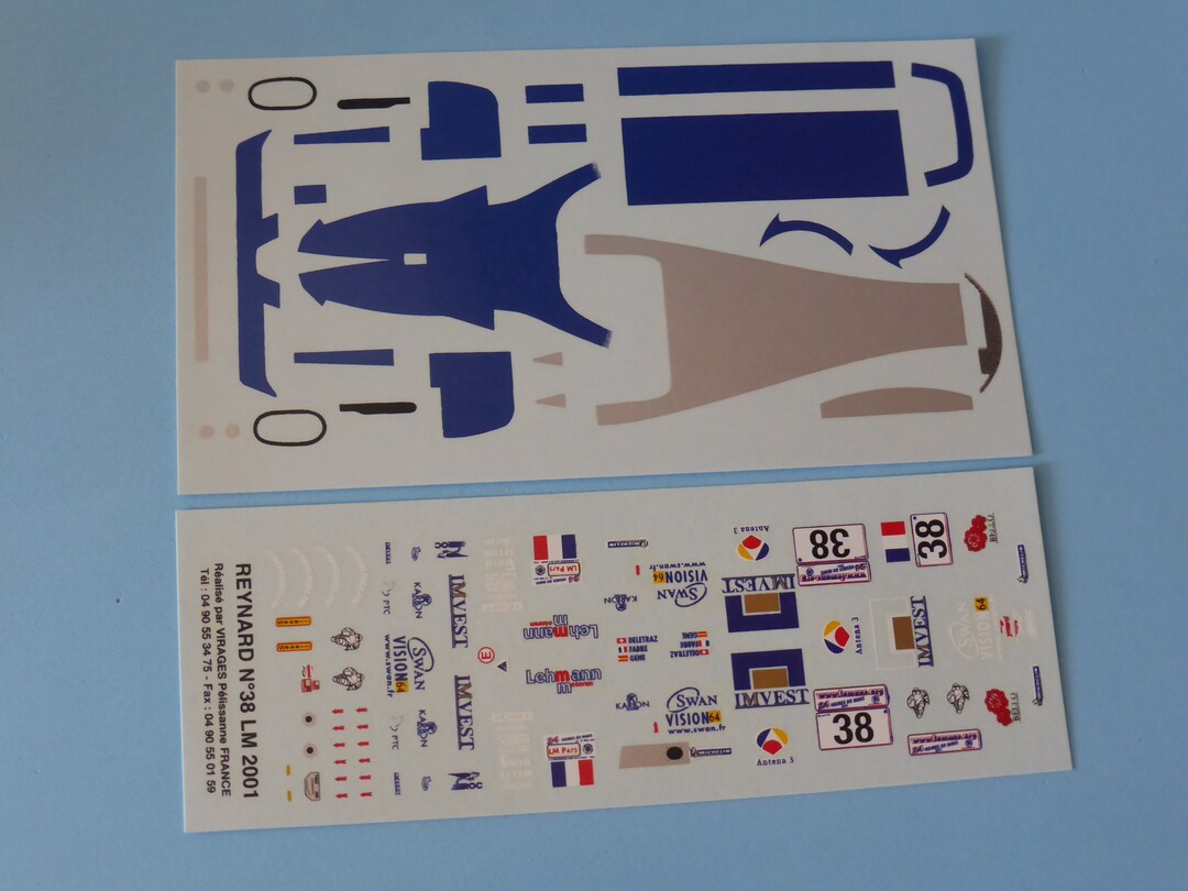 1:43 Decals for Reynard Volkswagen 2KQ-LM LMP675 Le Mans 2001 #38 Gené ...