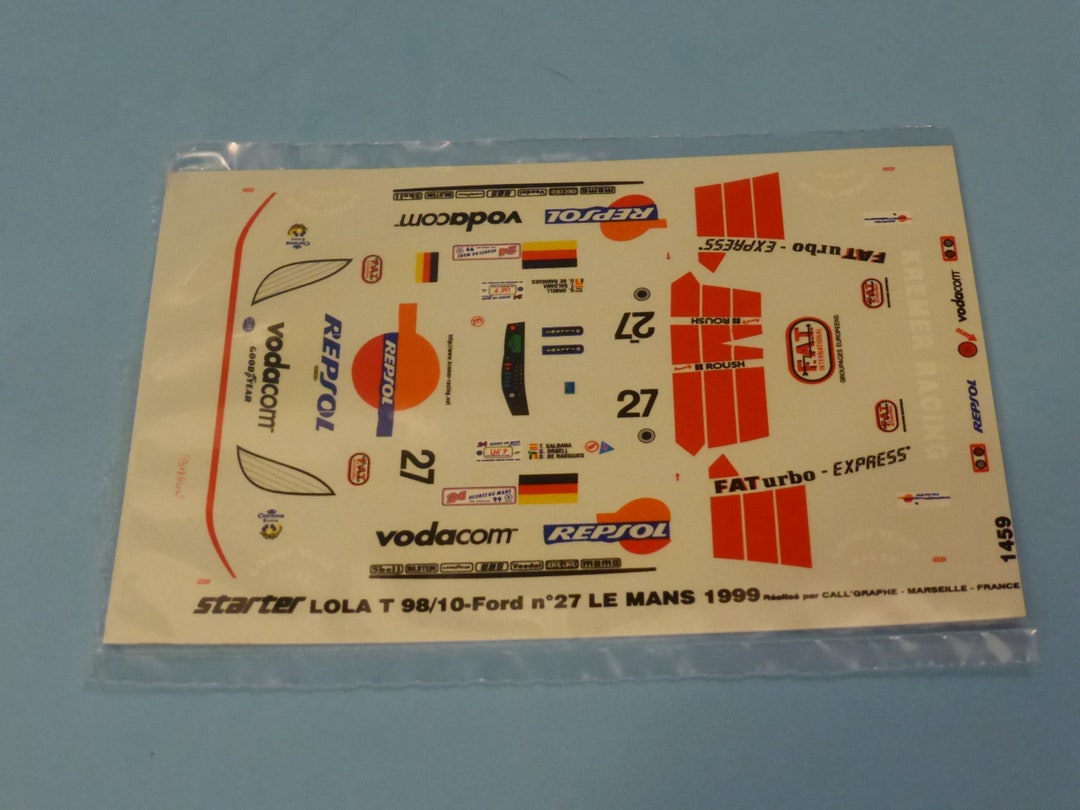 1:43 Decals for Lola Ford T98/10 LMP Fat-turbo/repsol Le Mans 1999 #27 ...