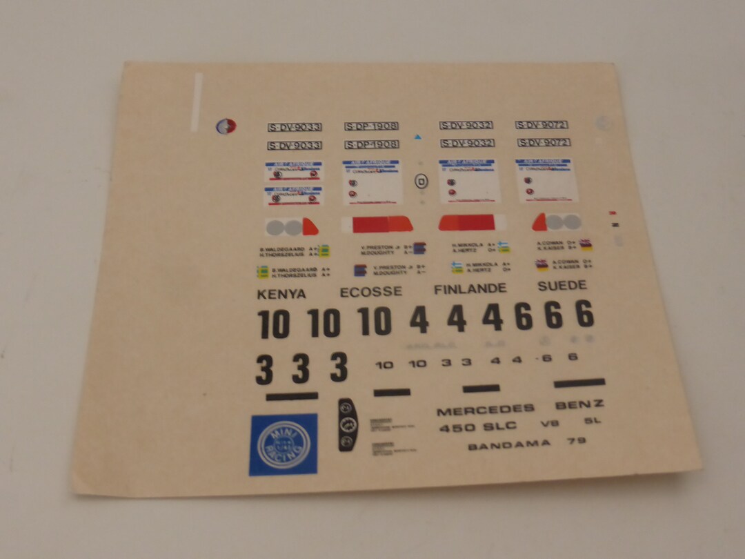 1:43 Decals Sheet for Mercedes 450 SLC V8 Rally Bandama 1979 Waldegaard ...