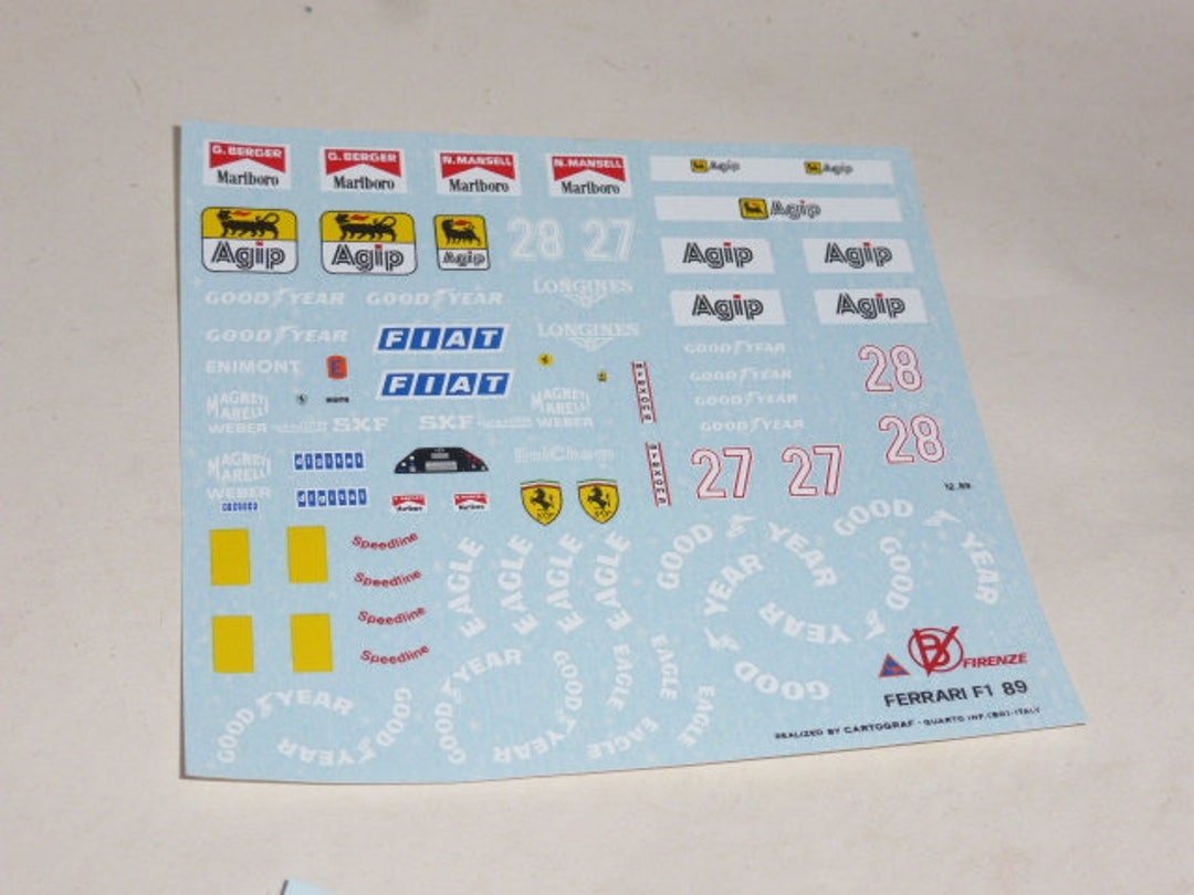 High Quality 1:24 Decals Sheet for Ferrari F1-89 Formula 1 1989 Mansell ...