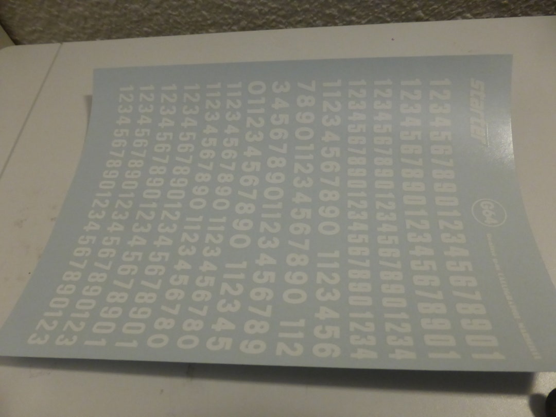 1:43 Decals Sheet With White Racing Numbers Various Shapes and Fonts ...
