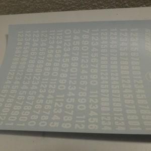 1:43 Decals Sheet With White Racing Numbers Various Shapes and Fonts ...