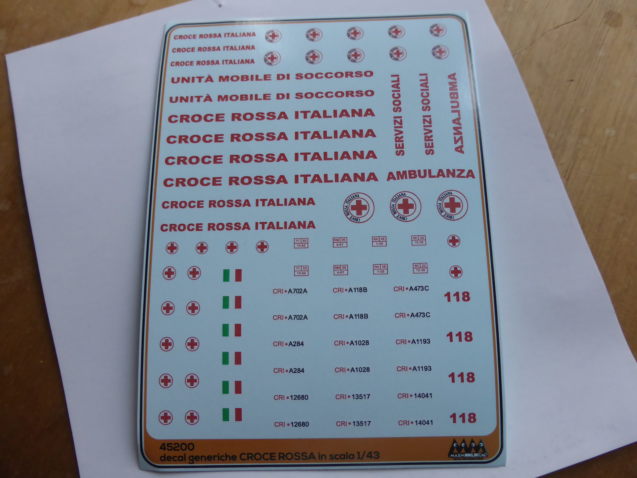 1:43 decals yellow/blue stripes for Croce Rossa Italiana (Italy) cars ...