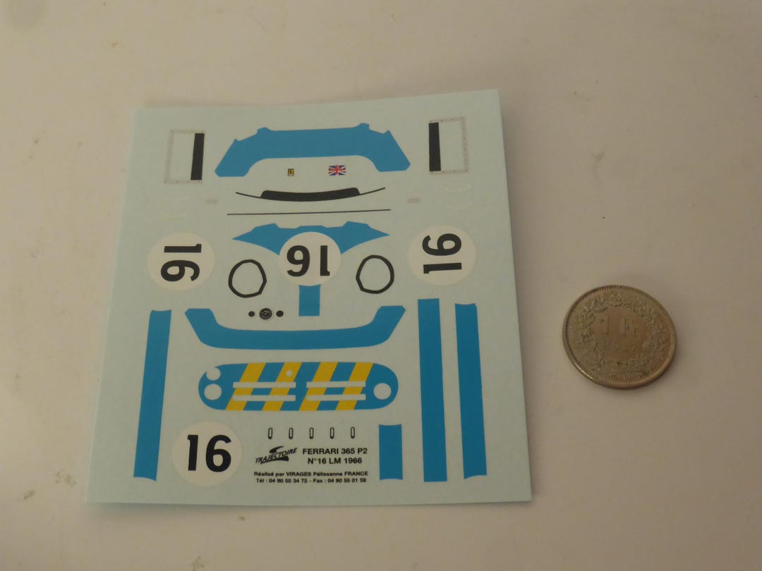1:43 Decals for Ferrari 365 P2 Maranello Concessionaires Le Mans 1966 ...