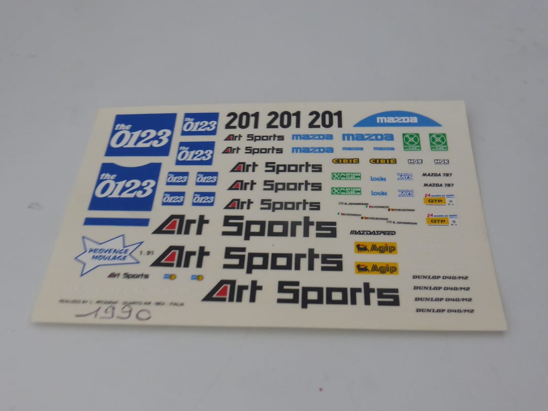 1:43 Decals Sheet for Mazda 787 GTP Art Sports-0123 Le Mans 1990 201 ...
