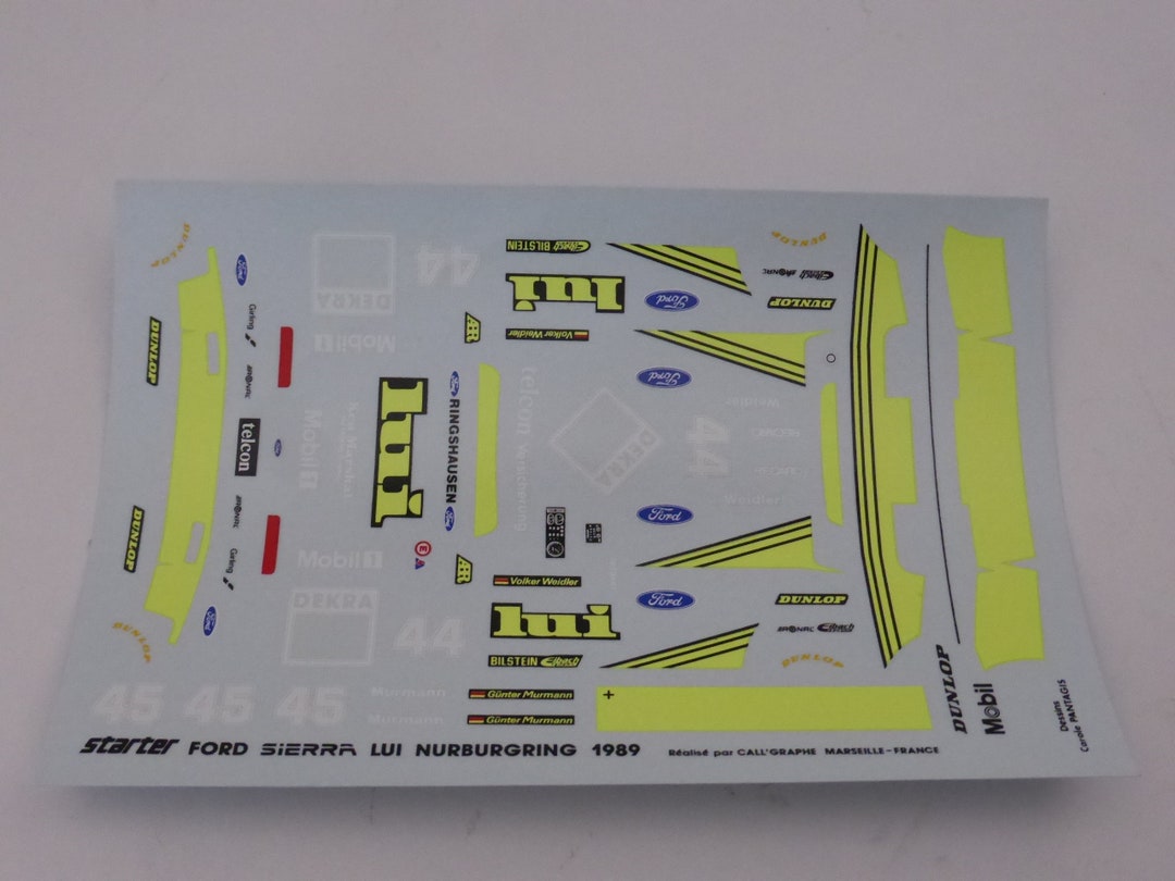 1:43 Decals Sheet for Ford Sierra RS500 Cosworth Lui DTM Nurburgring 1989 N.44/45 Weidler or ...