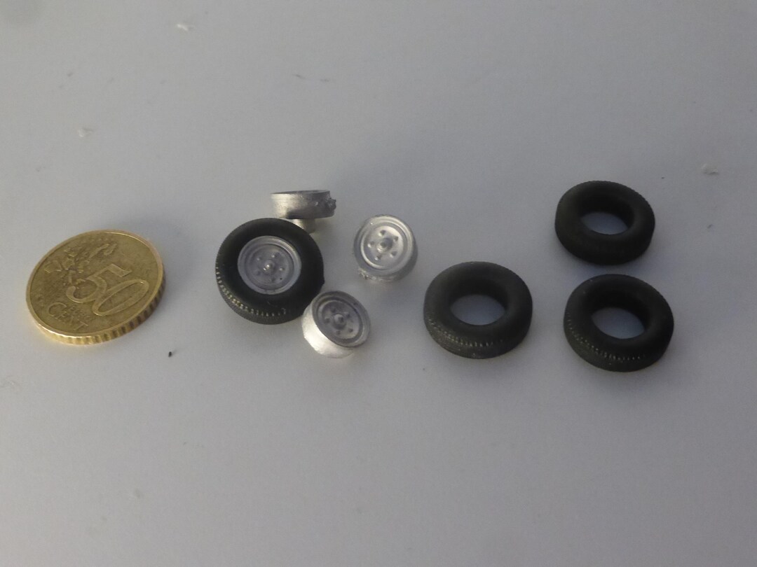 1:43 White Metal "button" Wheels (and Rubber Tires) for Vans and Small ...