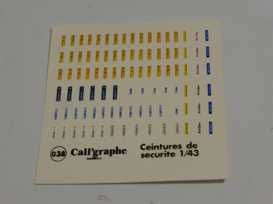 1:43 Decals Sheet With Markings for Seatbelts (lots of Different Makes ...