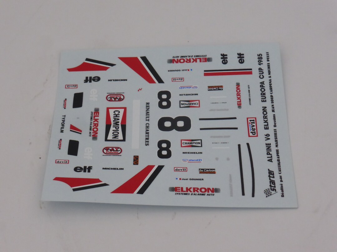 1:43 Decals for Alpine V6 Turbo Europa Cup 1985 #8 Joel Gouhier Starter ...