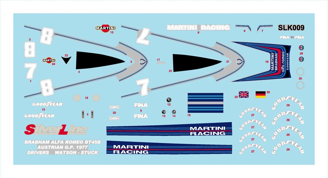1:43 Waterslide Serigraphed Decals Brabham Alfa BT45B Austrian GP 1977 ...