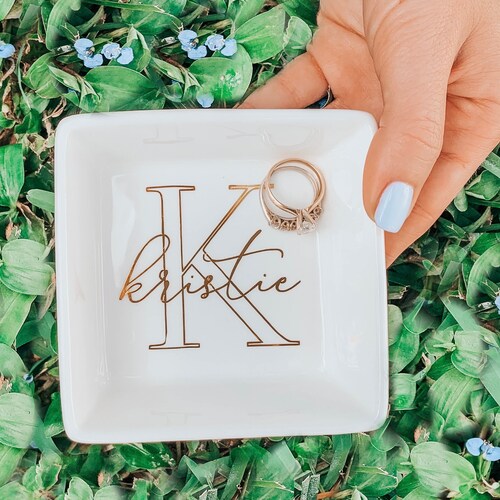 Personalized Jewelry Dish // Custom Ring Holder // Monogram - Etsy