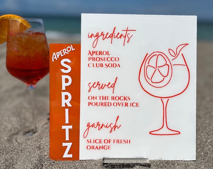APEROL SPRITZ SIGN With Acrylic Stand - Bridal Shower Sign - Birthday ...