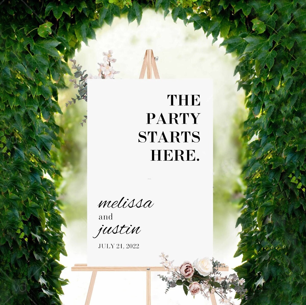 CUSTOMIZABLE WEDDING SIGN / the Party Starts Here / - Etsy