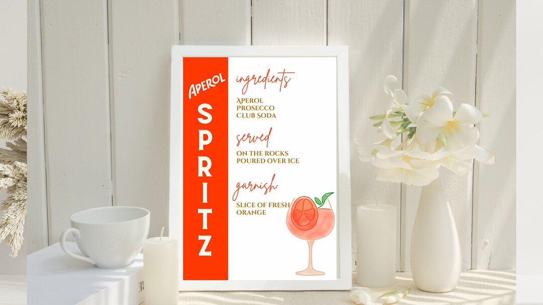 APEROL SPRITZ SIGN Downloadable - Bridal Shower Sign - Birthday Party ...