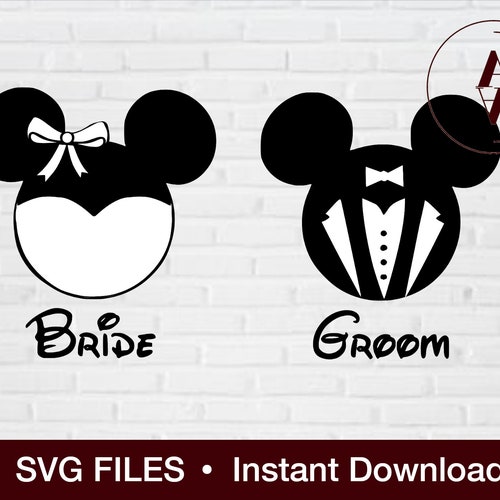 Disney Svg Bride And Groom Svg Disney Svg Mickey And Etsy