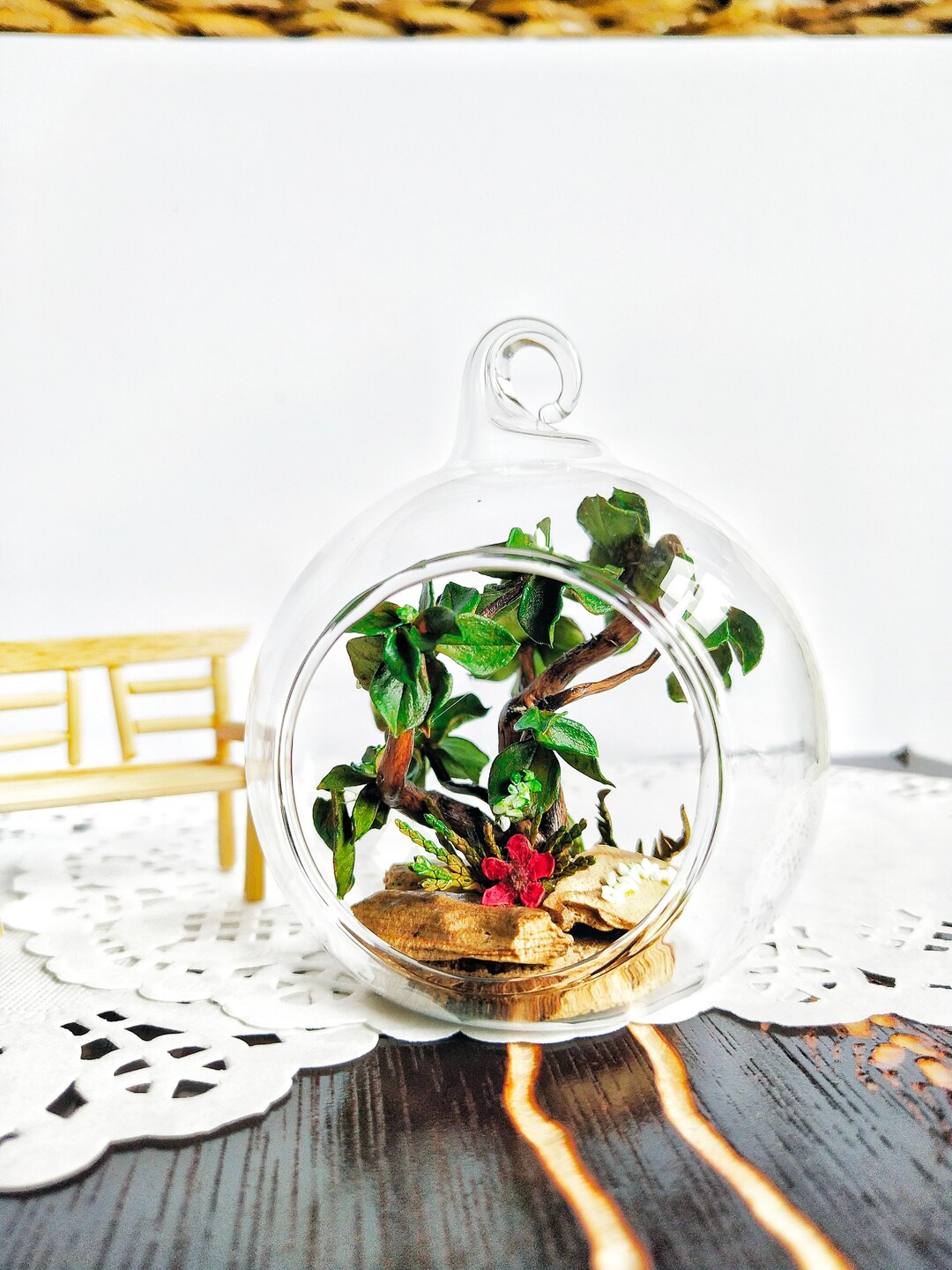 Miniature Realistic Tree Diorama/green Tree Glass Globe Decor/leafy ...