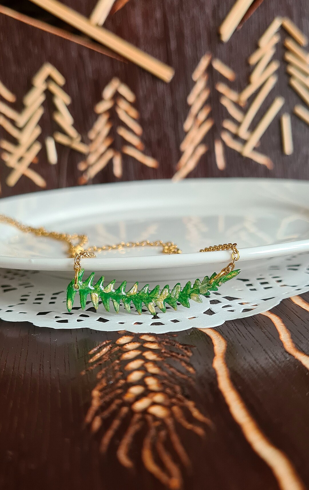 Real Tiny Fern Necklace-small Fern Pendant-wild Plant Pendant-forest ...