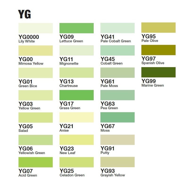 Copic Ciao Brushtip Markers YG Yellow Green Hues Perfect for Fashion ...
