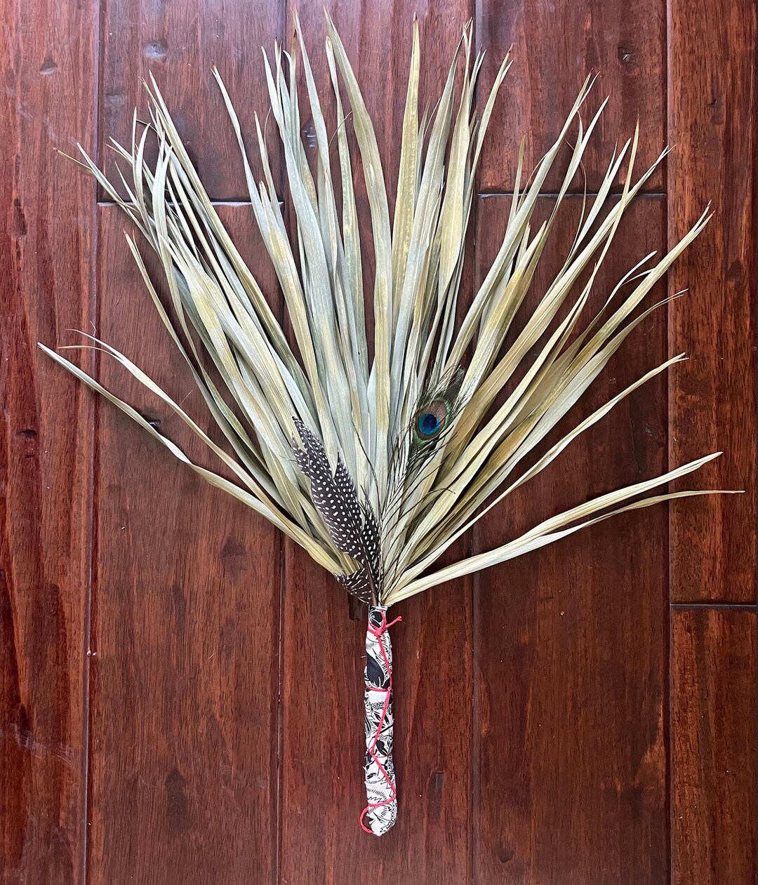 Fan Palm Chakapa 22" Black & White Fabric With Red Cord - Etsy