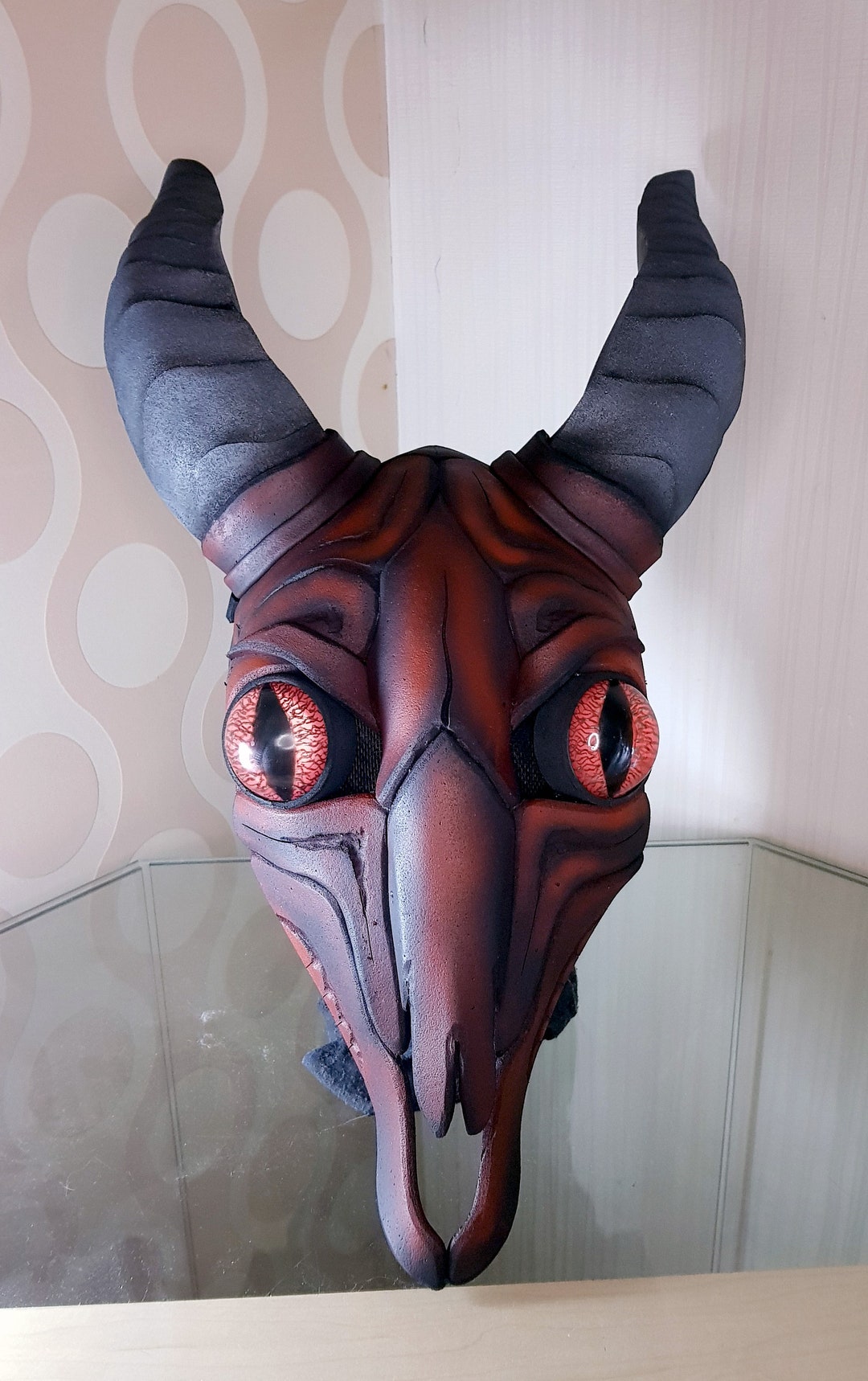 Roe Deer Skull Mask, Horse Skull Mask, Demon, Hell Stallion, Horns, Red ...
