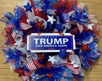 Trump Wreath, President 2024 Election Decor, Patriotic USA American ...