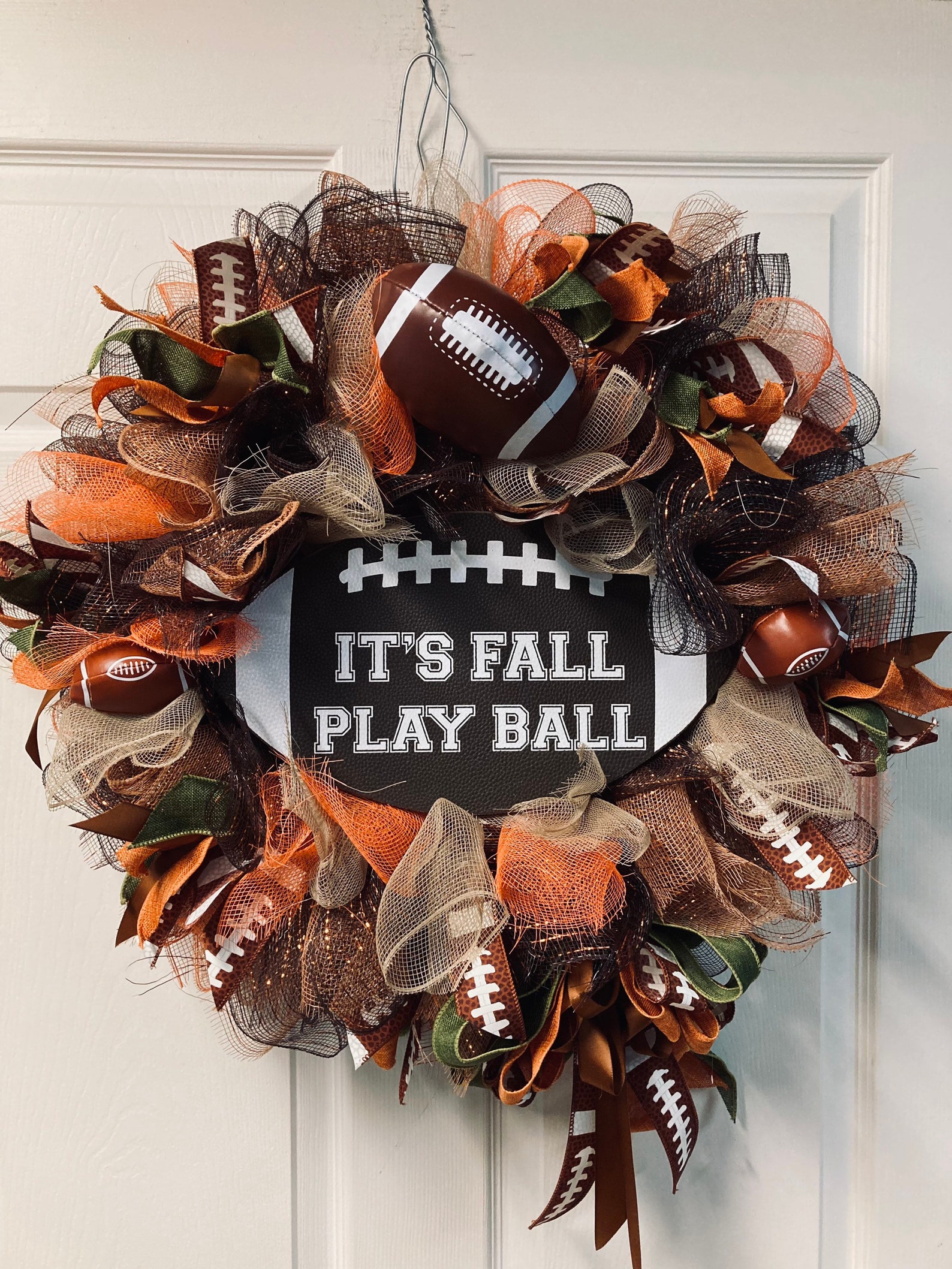 Its Fall Play Ball Front Door Wreath Football Decor | Etsy