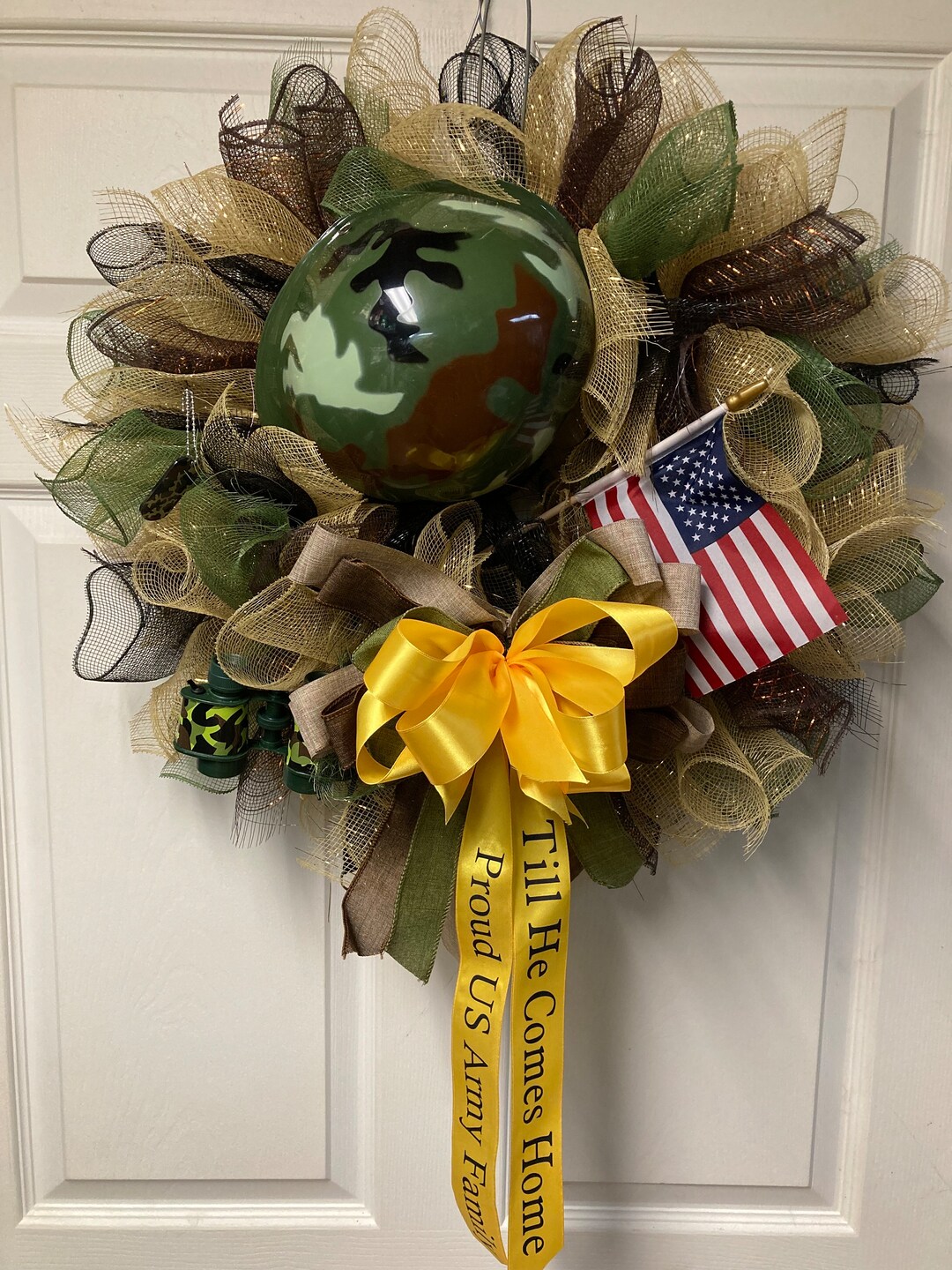 Military Wreath, Yellow Ribbon Deployment, Military Decor, Til They ...