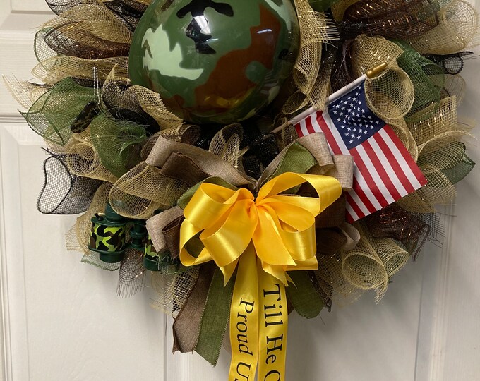 Military Wreath, Yellow Ribbon Deployment, Military Decor, Til They ...