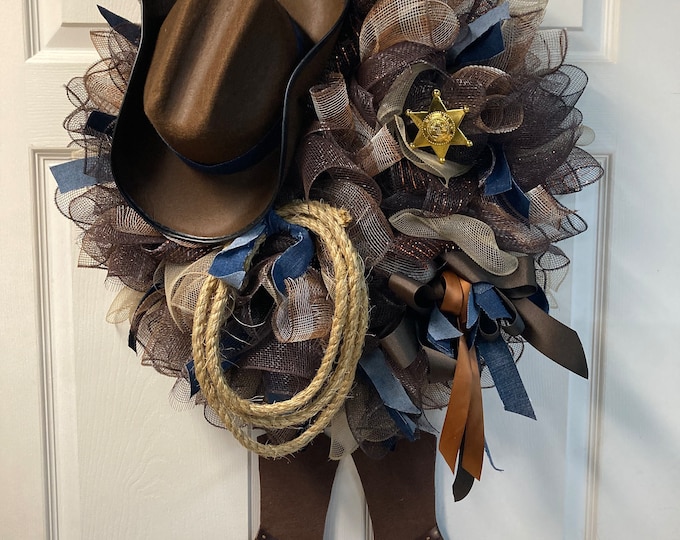 Southwestern Deer Antler & Feather Floral Lasso Wreath - Cowboy Lariat ...