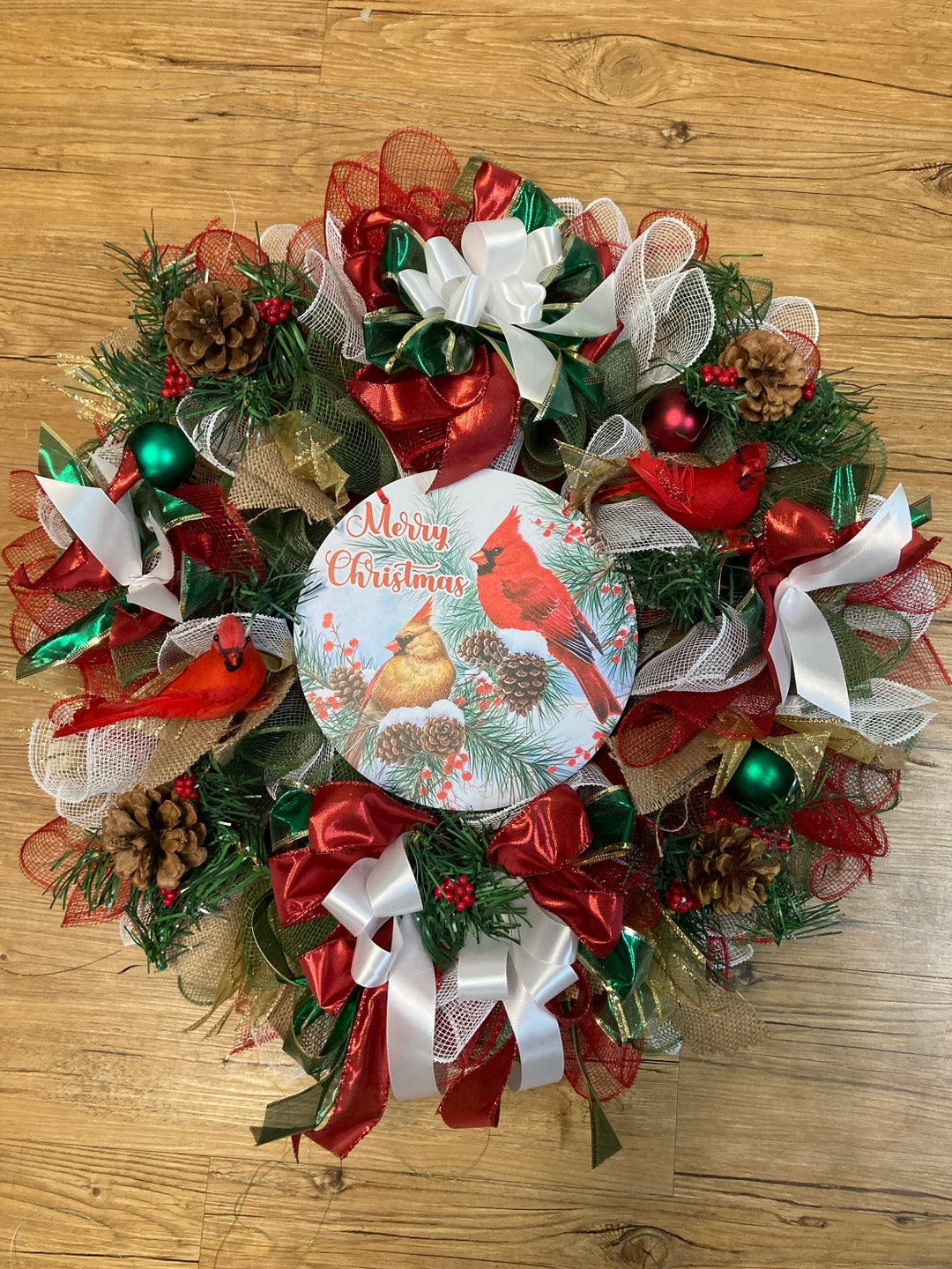 Red Cardinals Christmas Wreath, Christmas Wreath, Cardinal Decoration ...