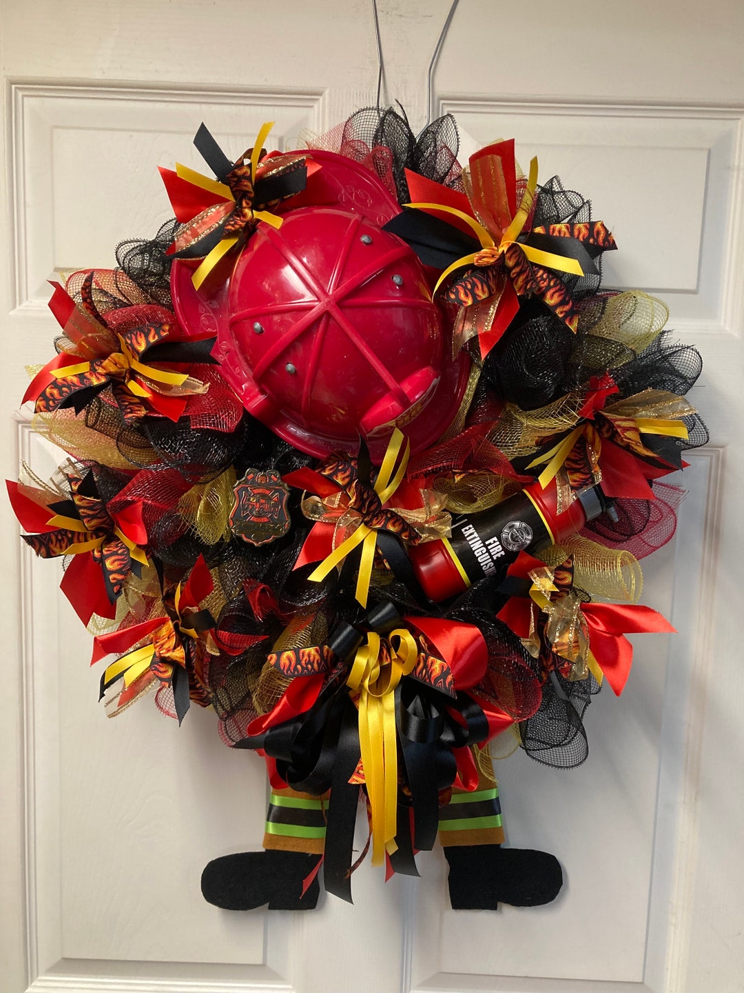 Firefighter Gift Firefighter Wreath Fireman Wreath First Responders Red ...