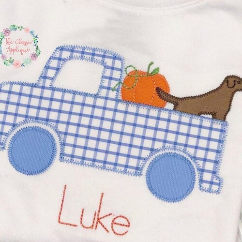 Truck Applique Design Fall Applique Design Pumpkin | Etsy