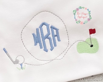 Golf Monogram Frame With Golf Green and Golf Club Machine Embroidery ...