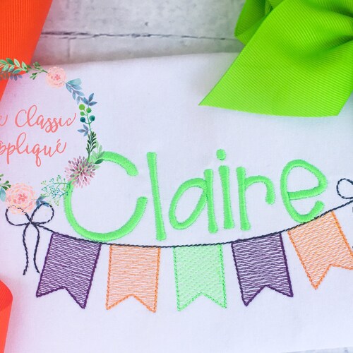 Sketch Fill Light Fill Quick Stitch Bunting Monogram Frame - Etsy