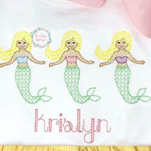 Summer Girl Mermaid Trio Sketch Fill Light Fill Quick Stitch | Etsy