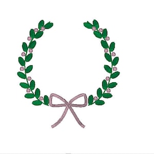 Laurel Berry and Bow Monogram Frame Embroidery Desing File in 2.5 Inch ...