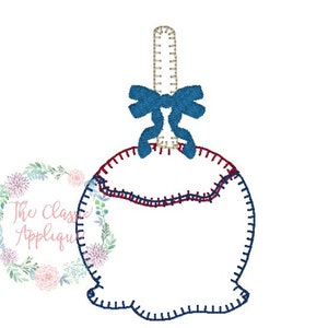 Fall Girl Candy Apple With Bow Blanket Stitch, Vintage Style Applique ...