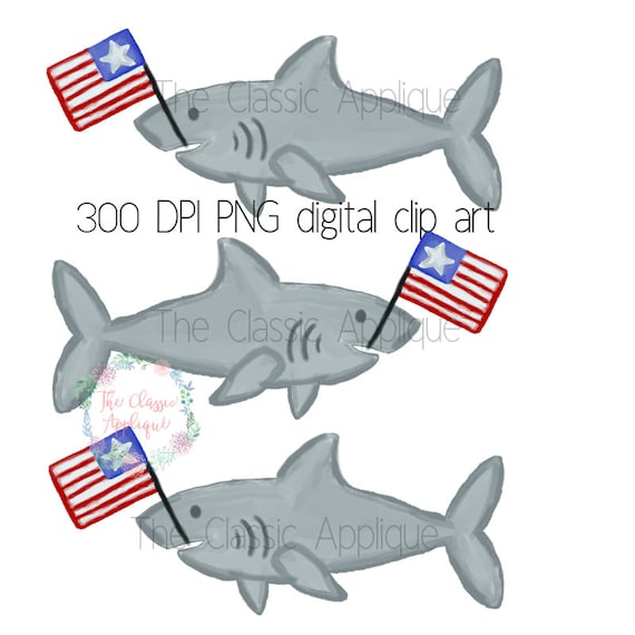 Patriotic Sharks With American Flags PNG Printable - Etsy