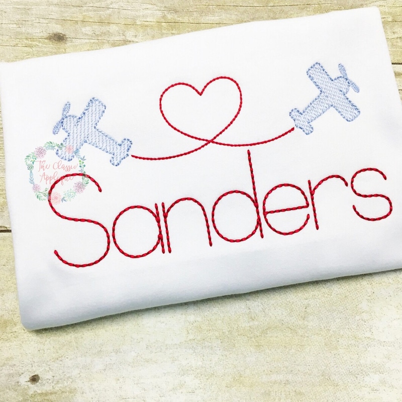 Heart Airplane Embroidery - Etsy