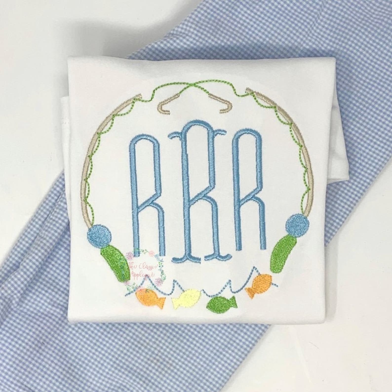 Fishing Pole With Water and Fish Monogram Frame Machine | Etsy