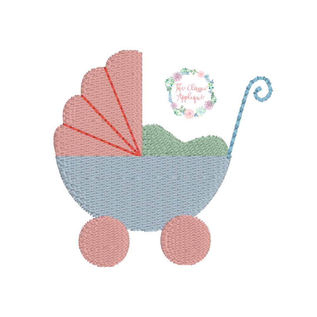 Baby Carriage, Stroller Mini Fill Stitch Machine Embroidery Design File ...