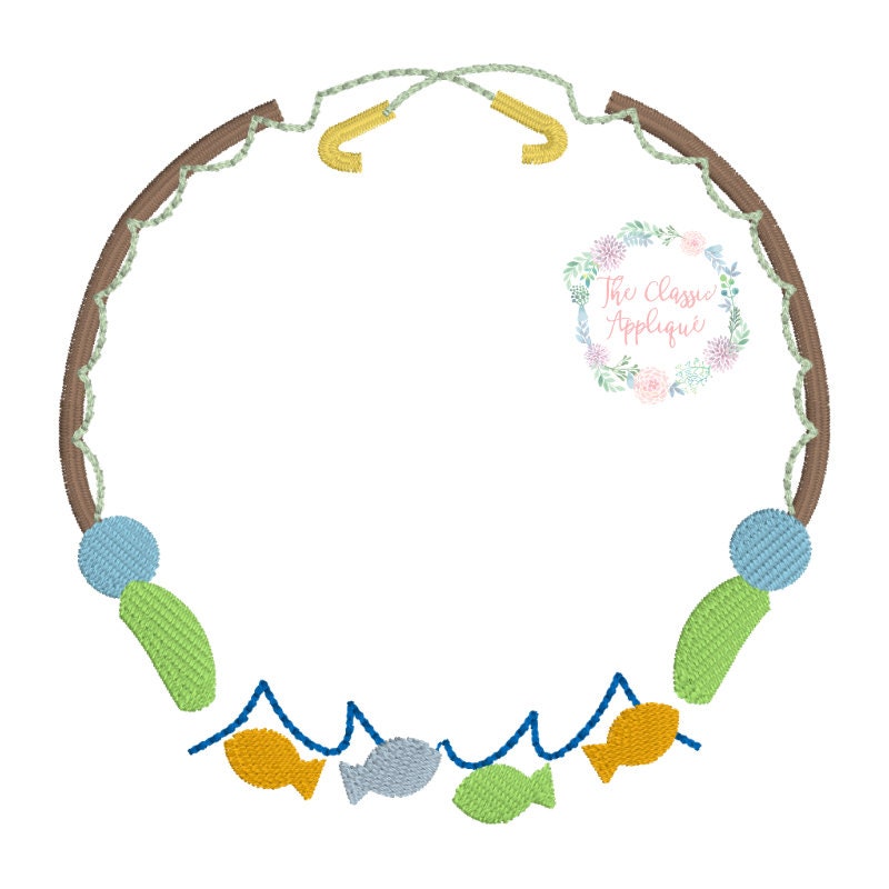 Fishing Pole With Water and Fish Monogram Frame Machine | Etsy