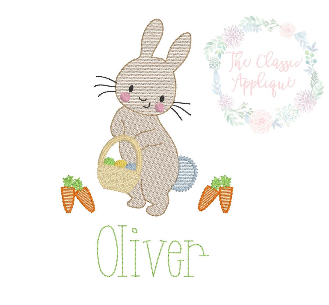 Easter Bunny With Carrots Holding Easter Basket Sketch Fill, Light Fill ...