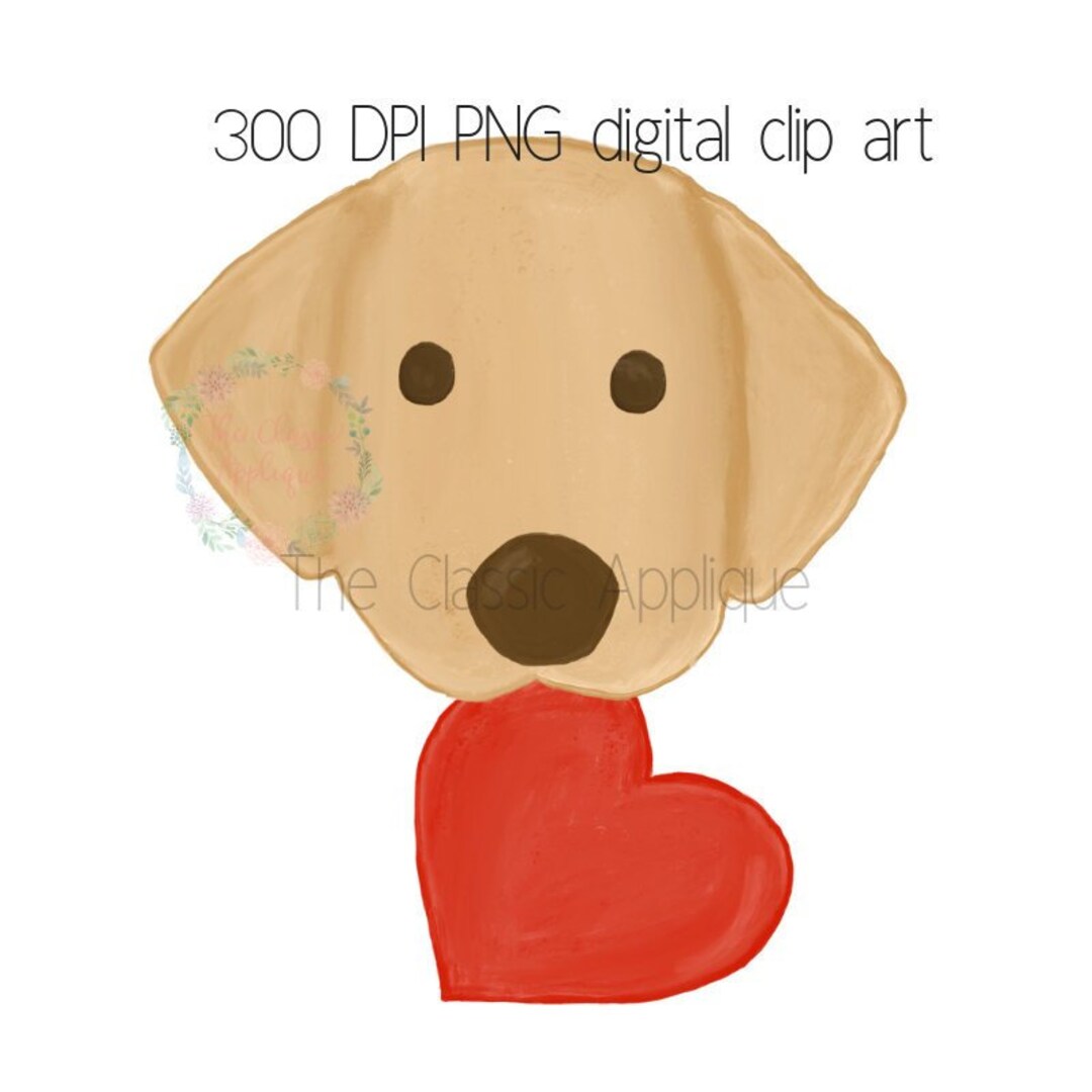 Valentine's Day Puppy Dog Lab With Heart Watercolor PNG Printable ...