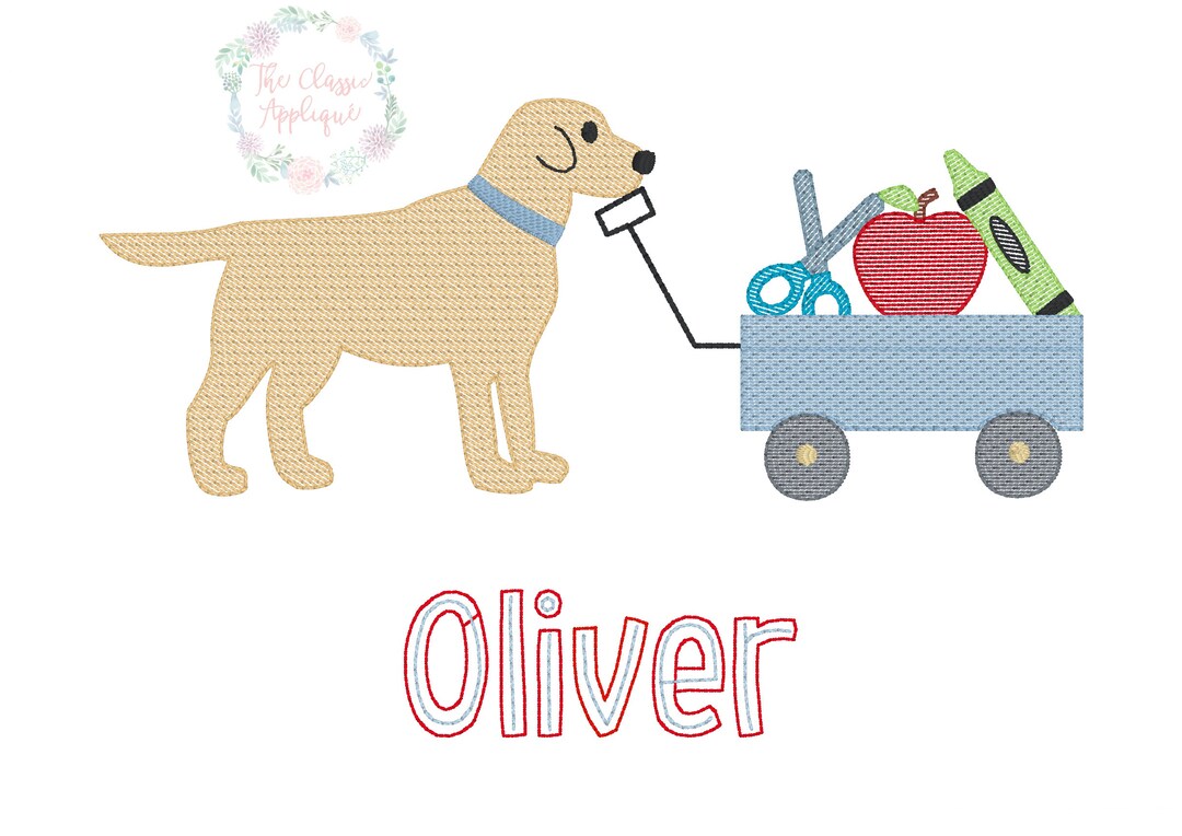 Lab Puppy Dog Pulling Back to School Wagon Sketch Fill, Light Fill ...